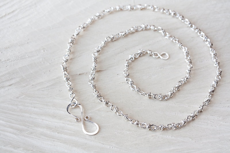 Artisan Handmade Sterling Silver Chain Necklace Wire Wrapped - Etsy