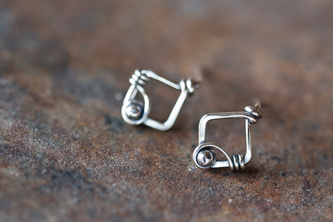 Small Unique Silver Earrings Tiny Sterling Silver Earrings - Etsy UK