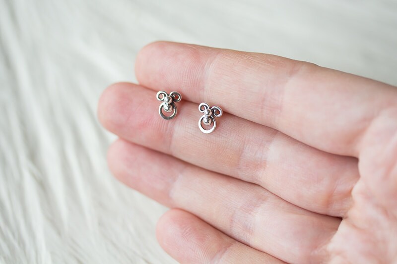 Tiny Sterling Silver Stud Earrings Mini Abstract Earrings - Etsy