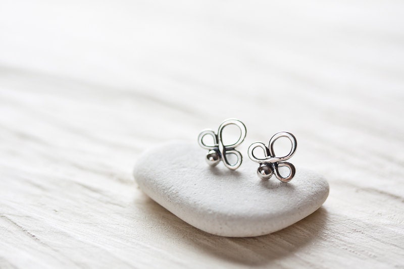 Small Handmade Sterling Silver Stud Earrings Little Silver - Etsy
