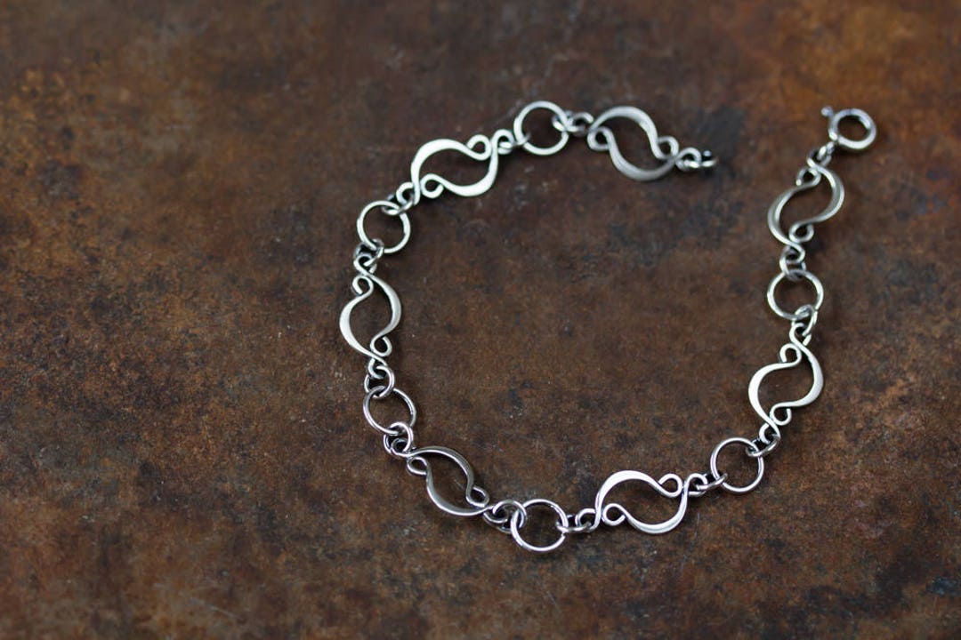 Sterling Silver Link Chain Bracelet, Handcrafted Unique Artisan Jewelry ...