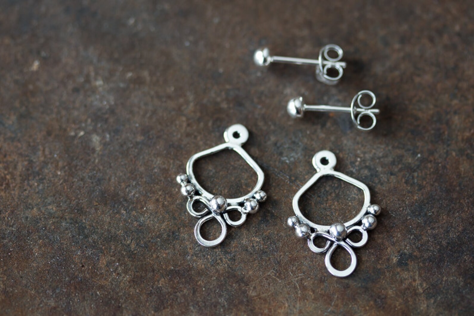 Dainty Front Back Earring SET, Handcrafted Sterling Silver Ear Jackets ...