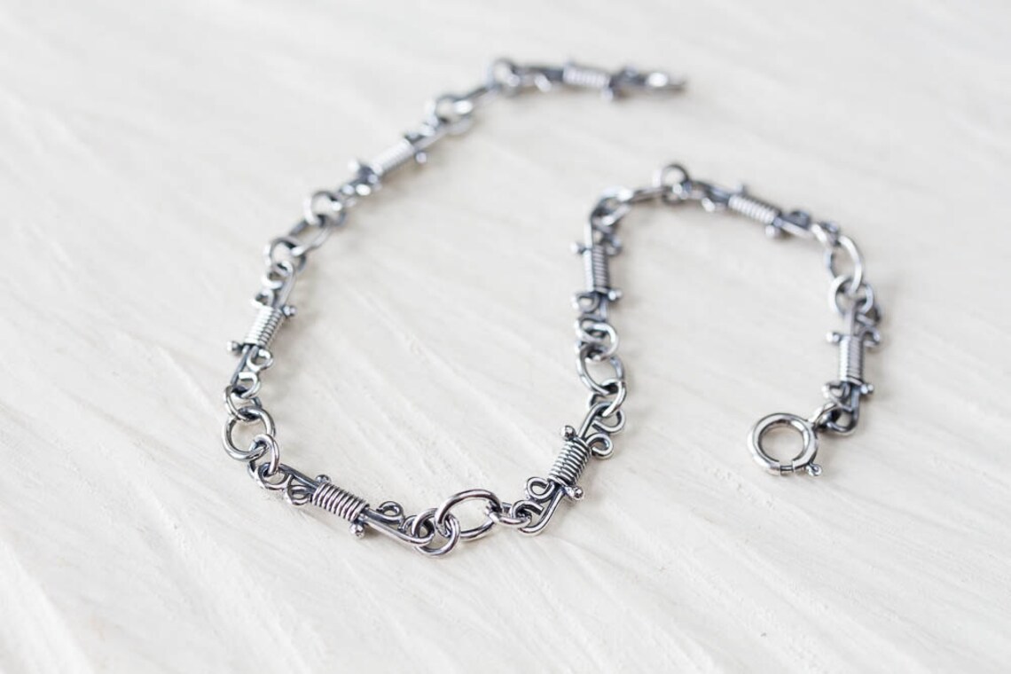 Handcrafted Sterling Silver Bracelet Chain for Woman, Unique Wire ...