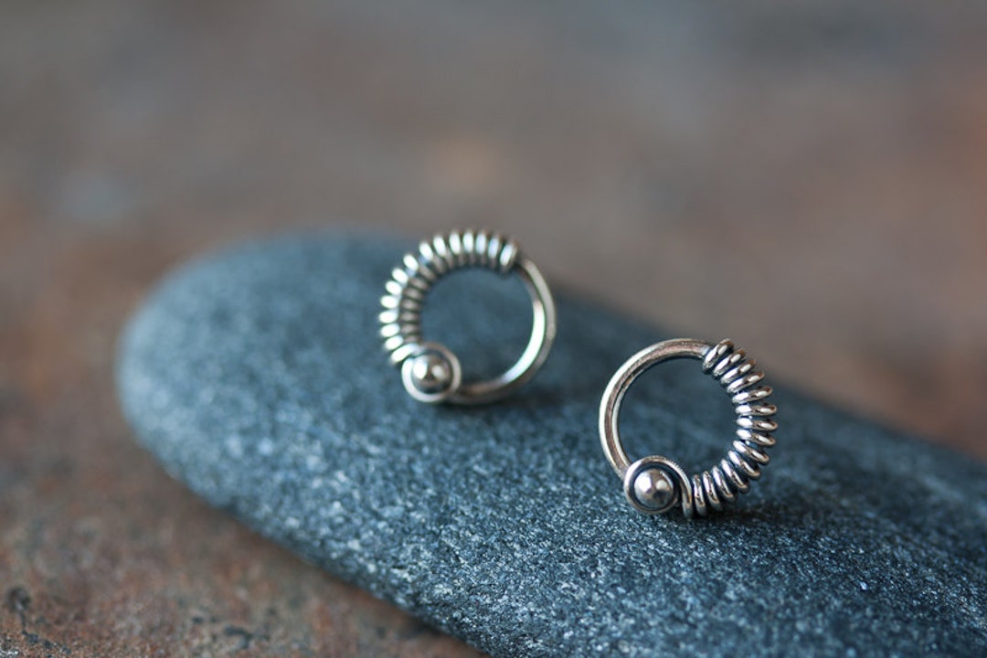 Small Silver Circle Earrings - Unique Small Sterling Silver Stud ...