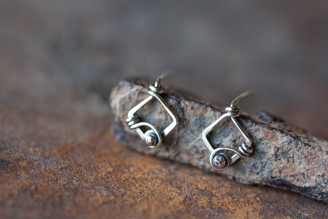 Small Unique Silver Earrings Tiny Sterling Silver Earrings - Etsy UK