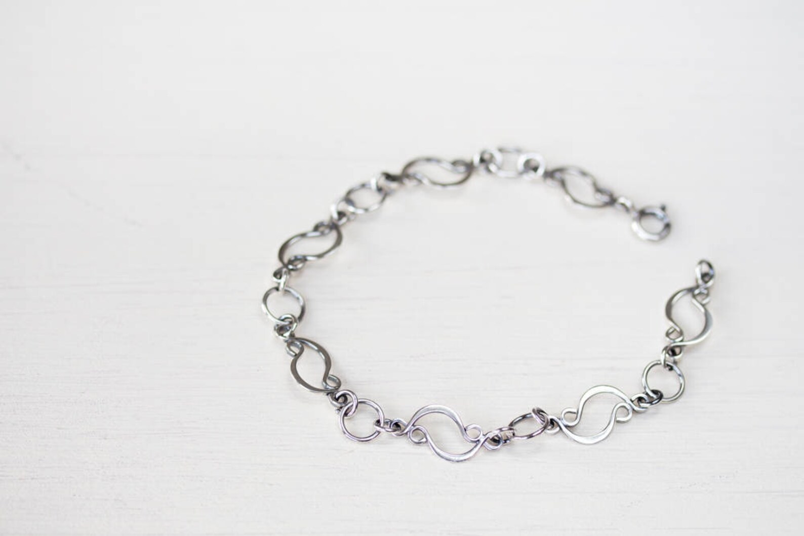 Sterling Silver Link Chain Bracelet Handcrafted Unique | Etsy