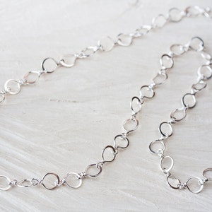 Handmade Hammered Silver Links Chain, Wire Wrapped Sterling Silver Wire ...