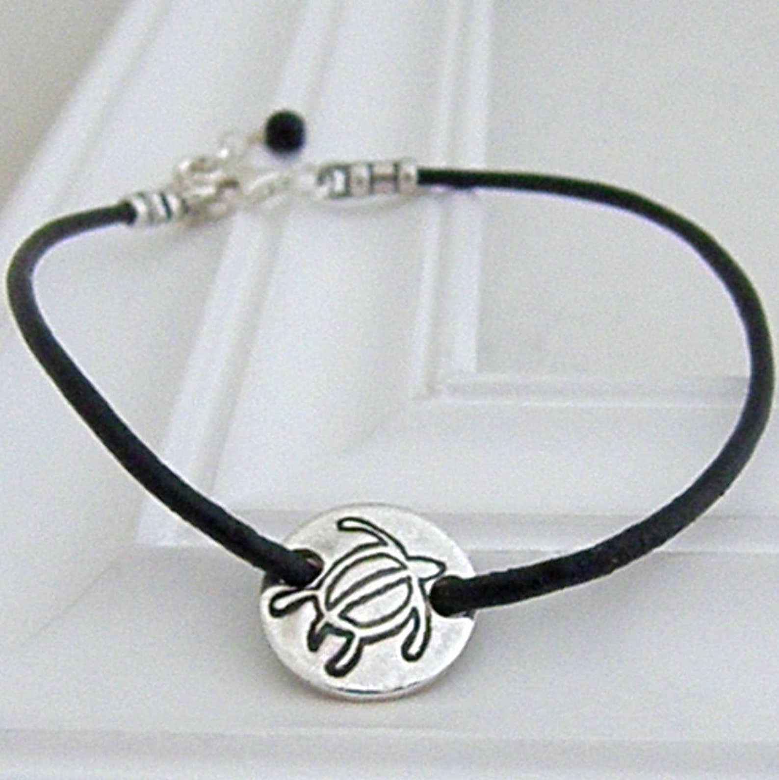 Sea Turtle Stackable Bracelet Hand Stamped Silver Charm - Etsy