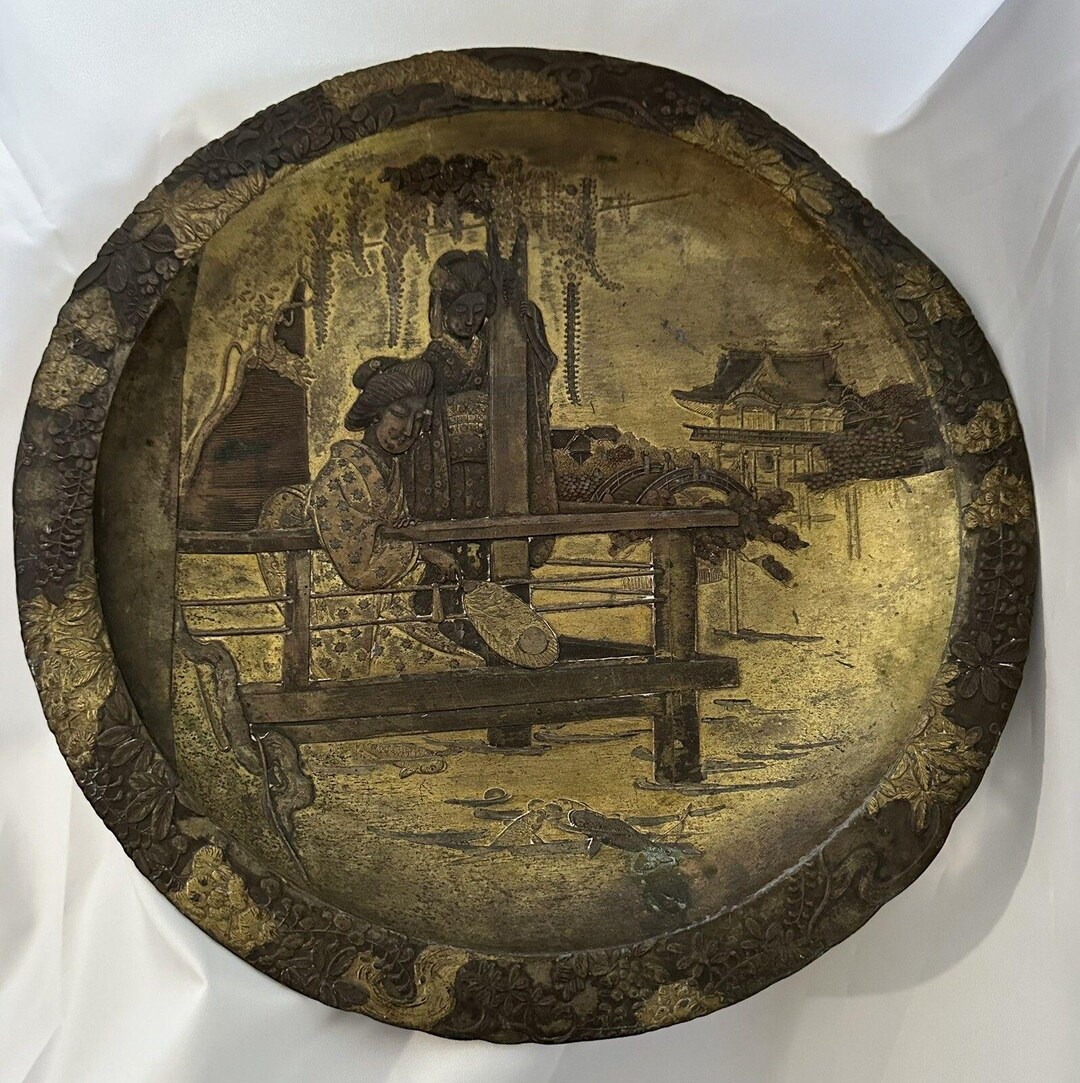 Antique Japanese Bronze Plate Kabuto Maedate Brass Bronze Meiji Period ...