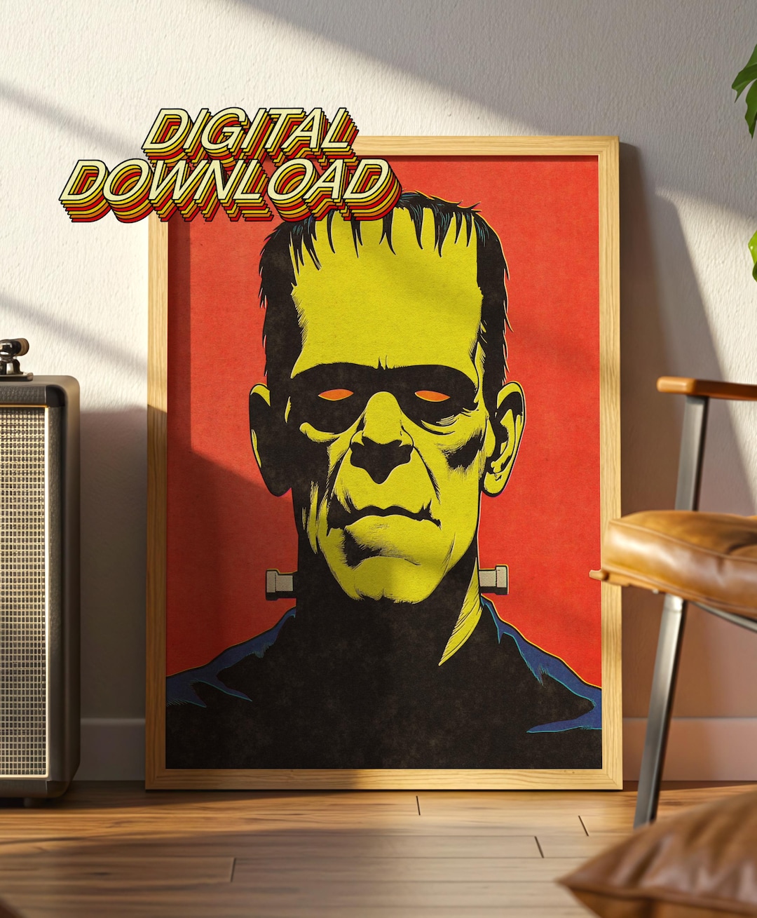 Frankenstein Monster Pop Art Print: Vintage Horror Comic Book Style ...