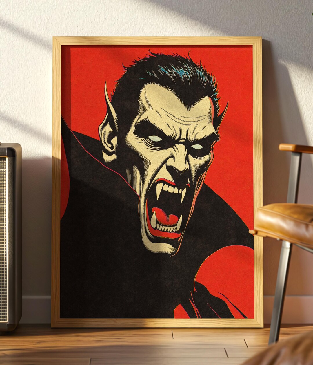 Retro Dracula Poster: Bold Red & Black Vampire, Vintage Comic Style - Etsy