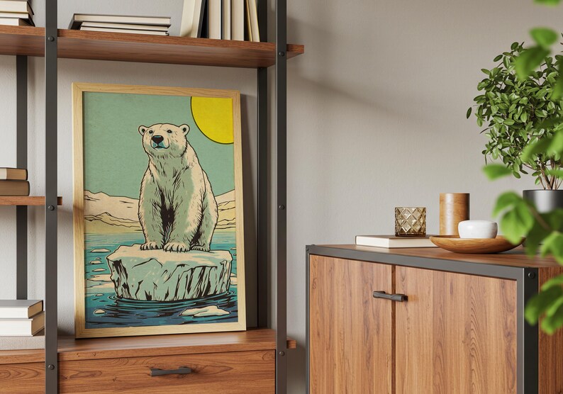 Vintage Polar Bear Poster – Retro Comic Style Arctic Climate Artwork - Etsy