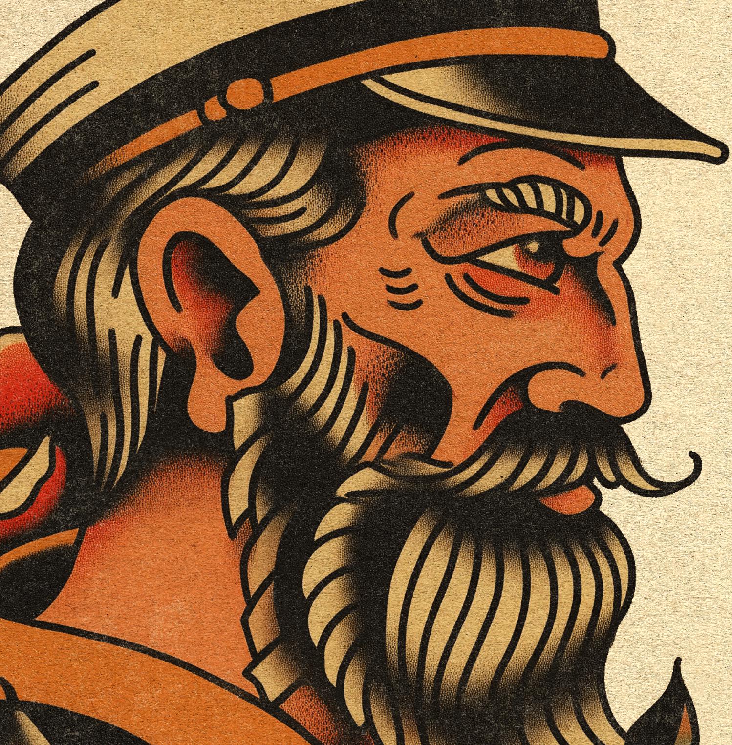 Sailor Tattoo Art Print: American Traditional Flash, Vintage Nautical ...