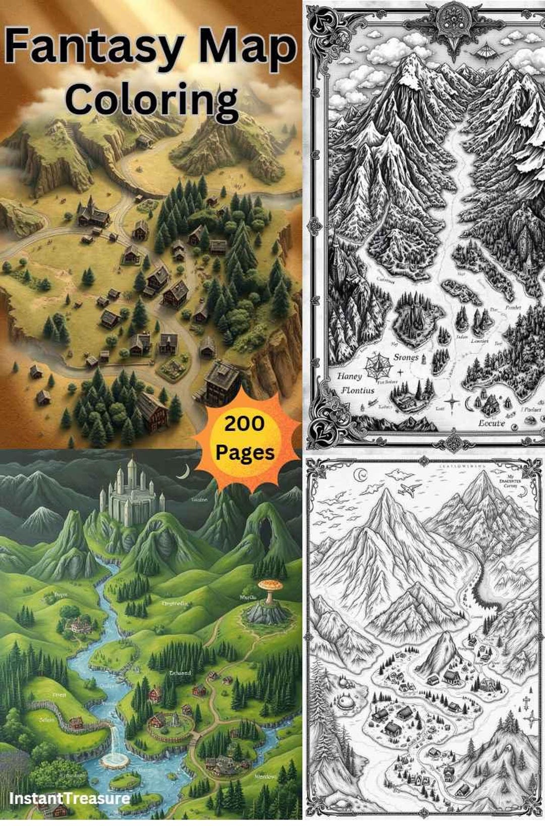 Fantasy Map Coloring Book - Etsy