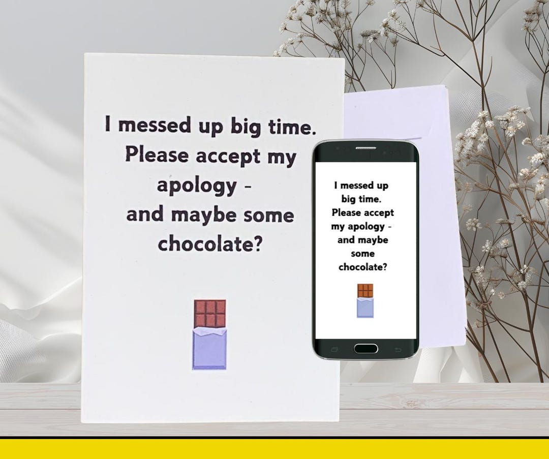 Funny Printable Sorry Card | "i Messed up - Have Chocolate!" | Instant ...