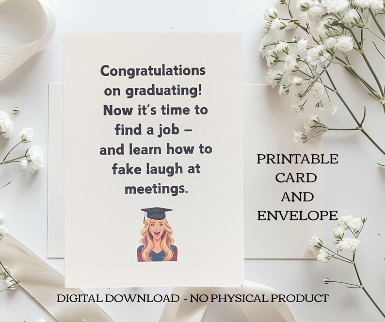 Funny Printable Graduation Card | Fake Laugh at Meetings | Instant ...