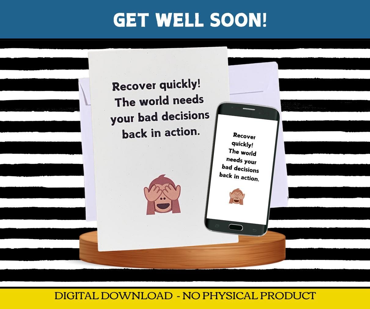 Funny Get Well Soon Card Printable | Humorous Recovery Card for Friend ...