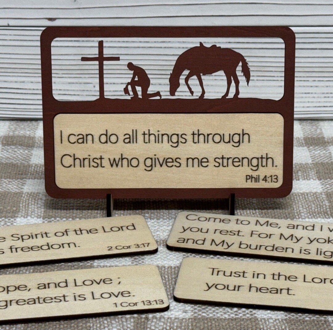Praying Cowboy Bible Verse Display, Daily Scripture, Religious Gift - Etsy