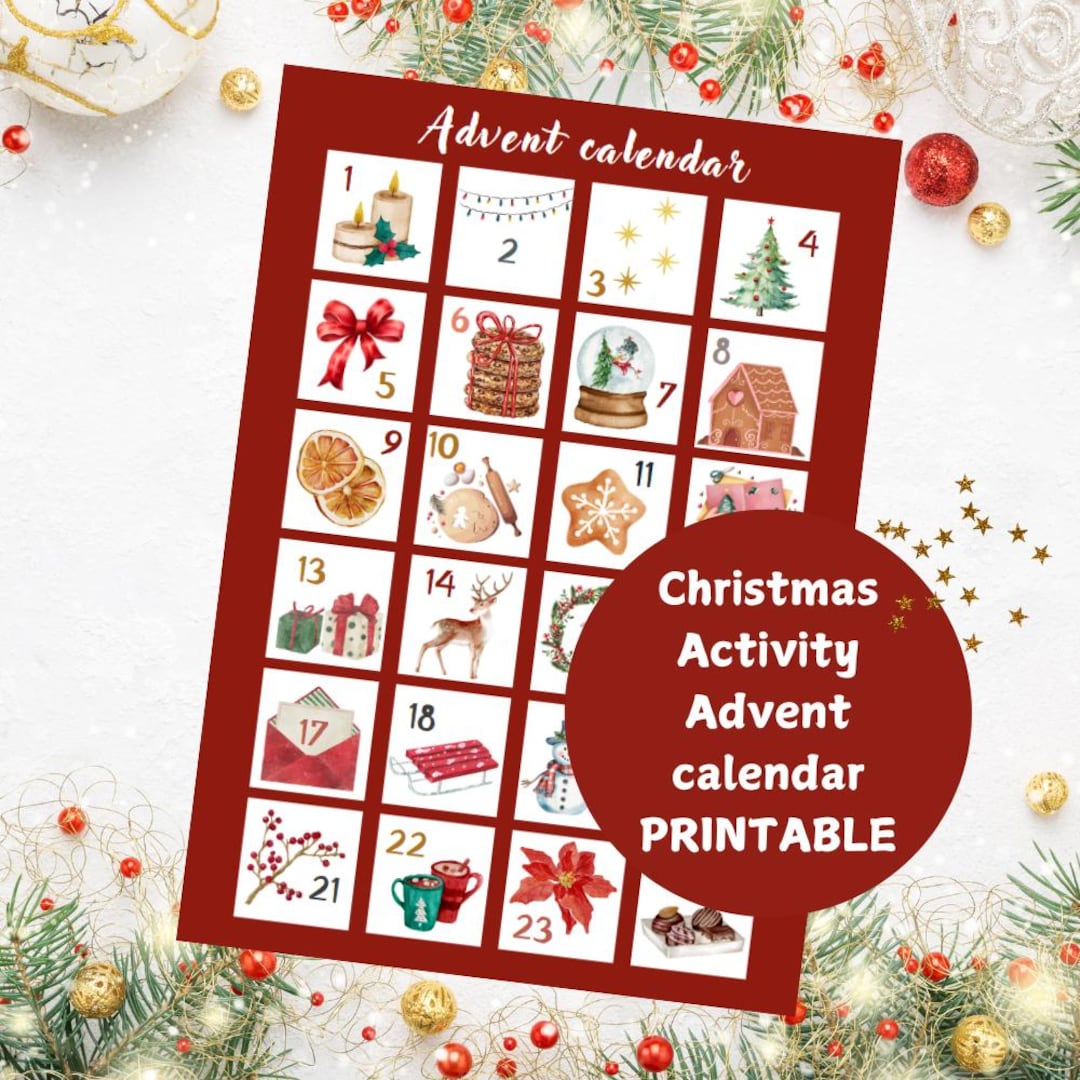 Christmas Activity Advent Calendar Printable Hatch DIY Advent Calendar ...