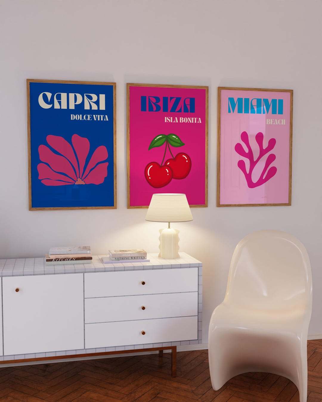 Set of 3 Travel Capri Ibiza Miami Wall Art Preppy Summer Aesthetic ...