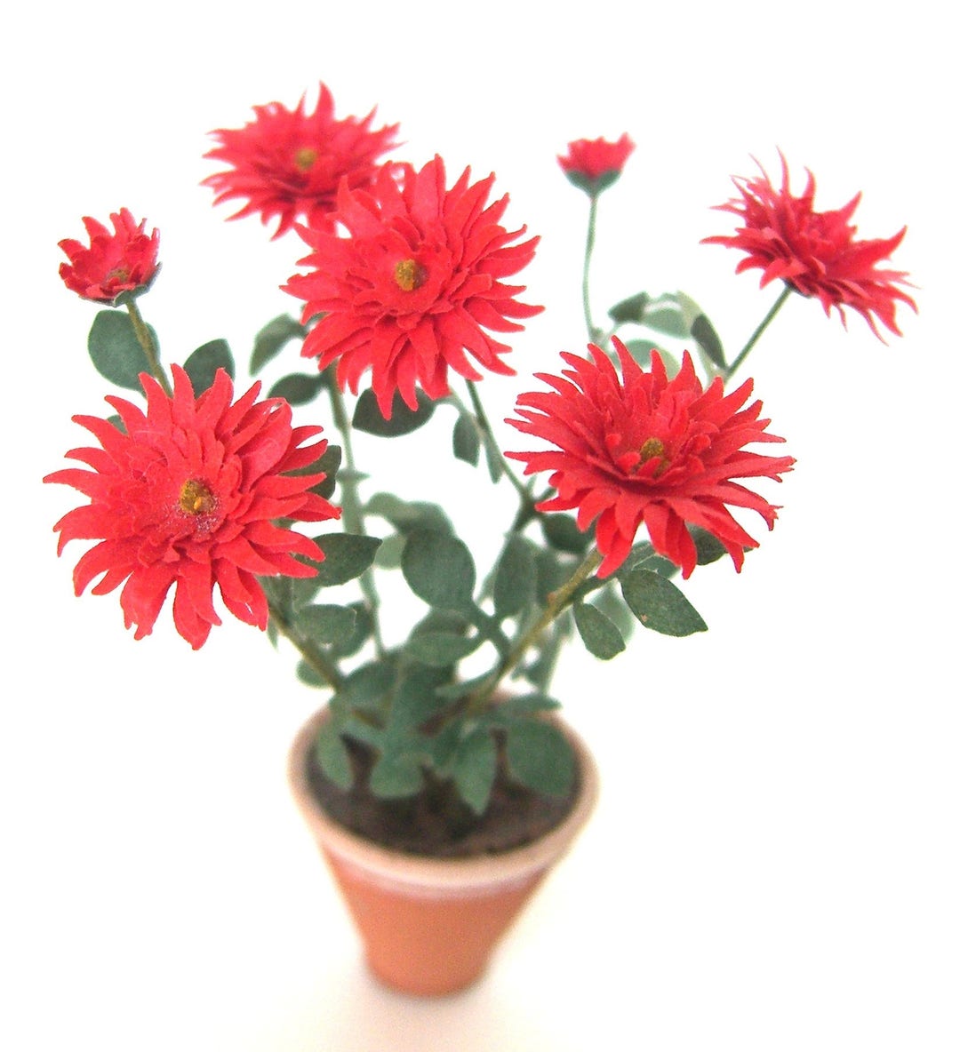 KIT Dahlia Red/yellow Paper Miniature Flower Dolls House 12th POT NOT ...