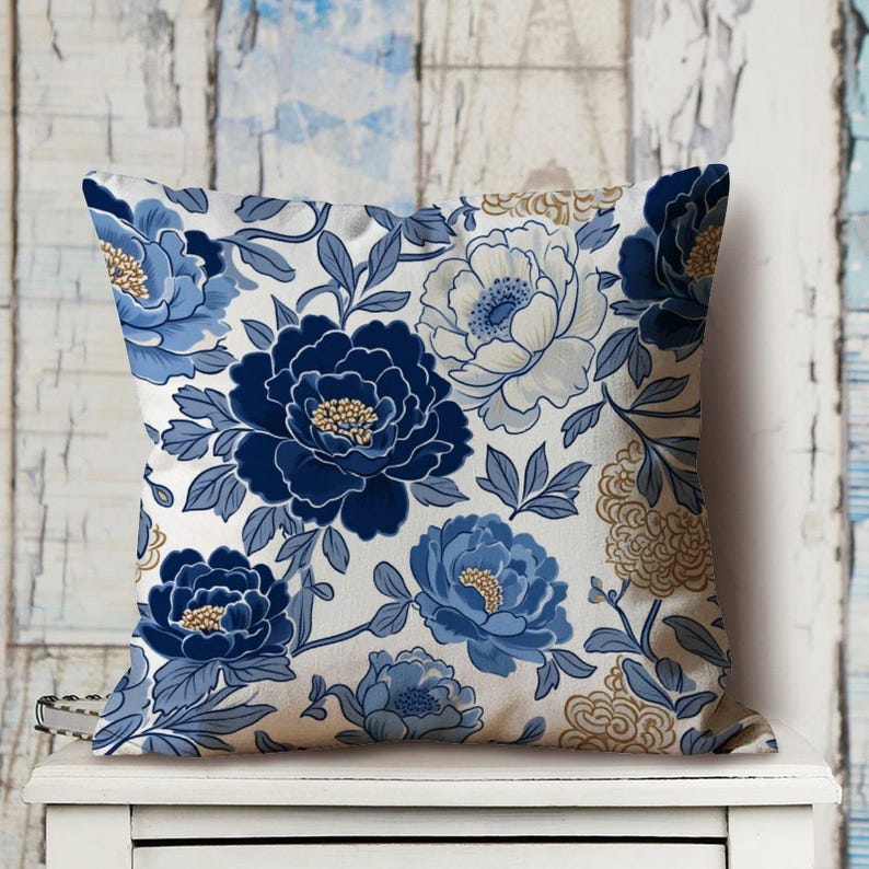 Art Nouveau Floral Pillow Cover: Botanical Hydrangea Butterfly Decor ...