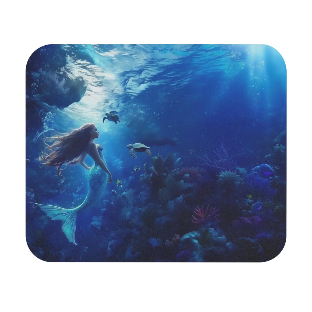 Mermaid Mouse Pad, Under the Sea Theme, Rectangle, Ocean Mouse Mat ...