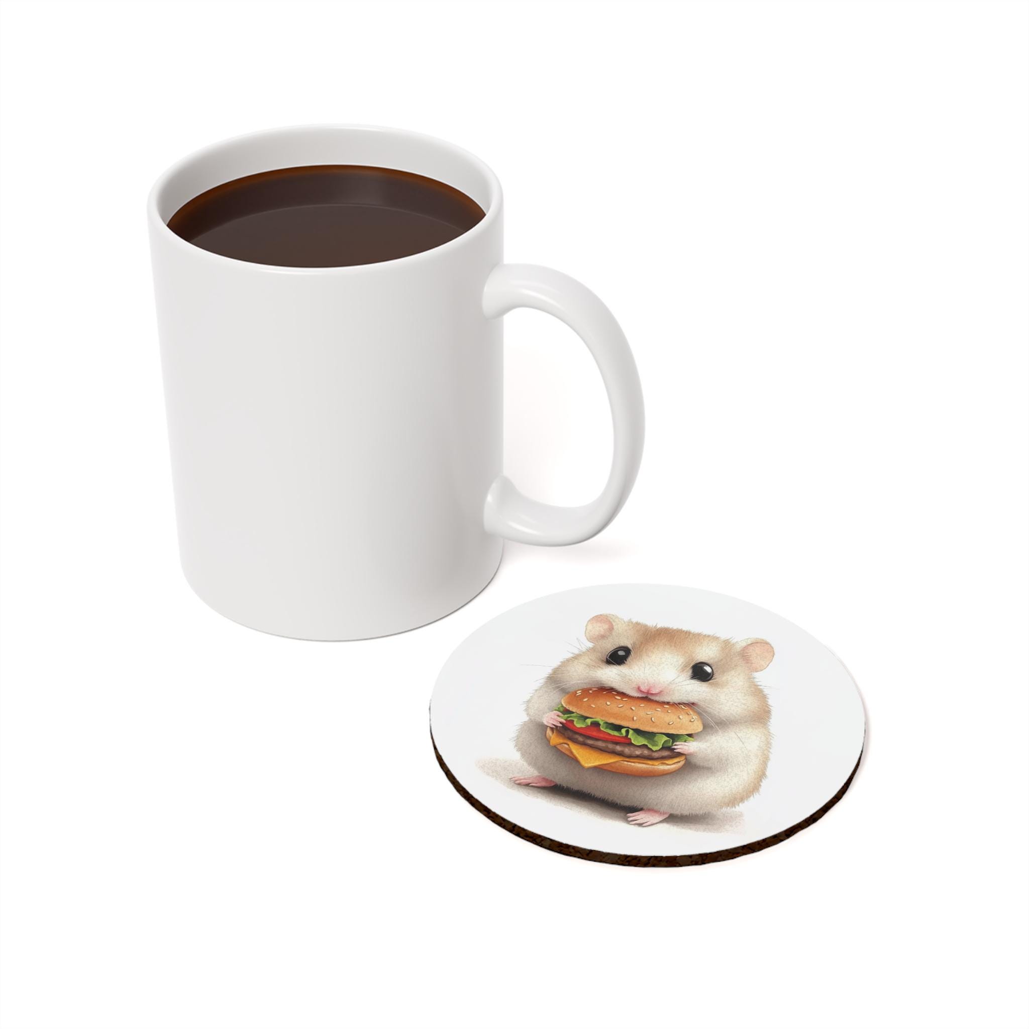 Hamster Eating Burger Coaster, Cute Funny Adorable Animal, Drink Holder ...
