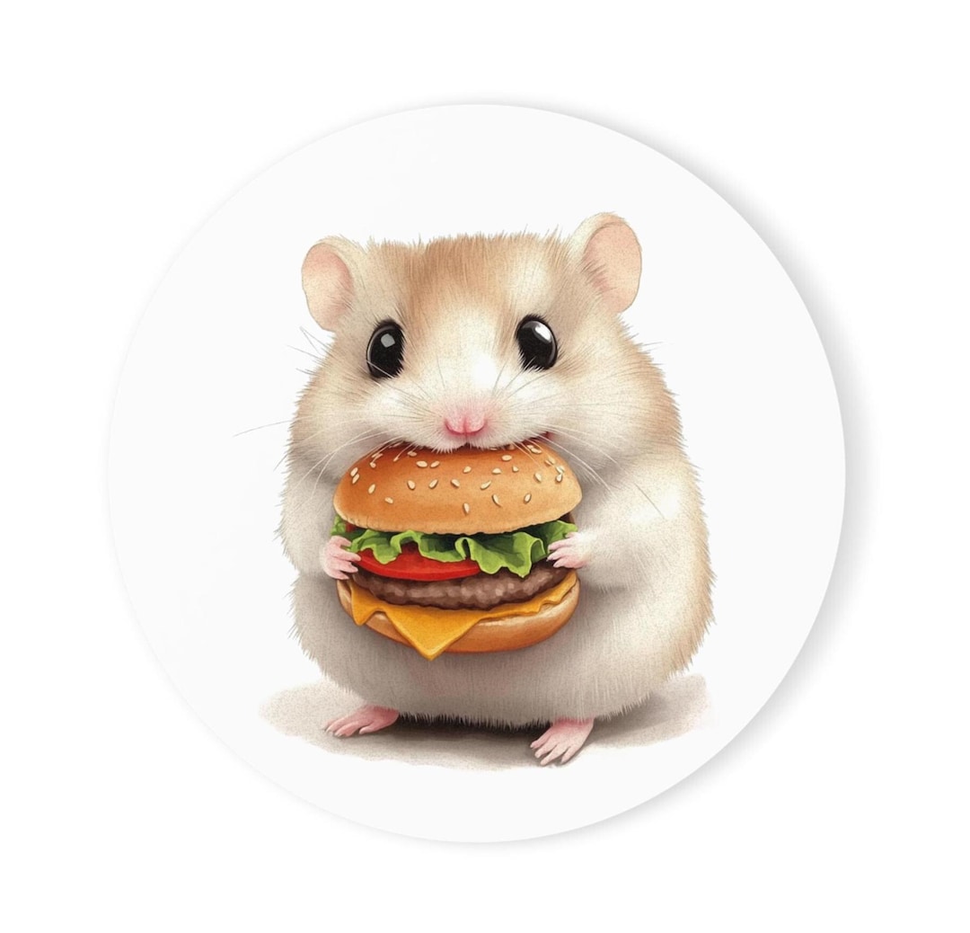 Hamster Eating Burger Coaster, Cute Funny Adorable Animal, Drink Holder ...