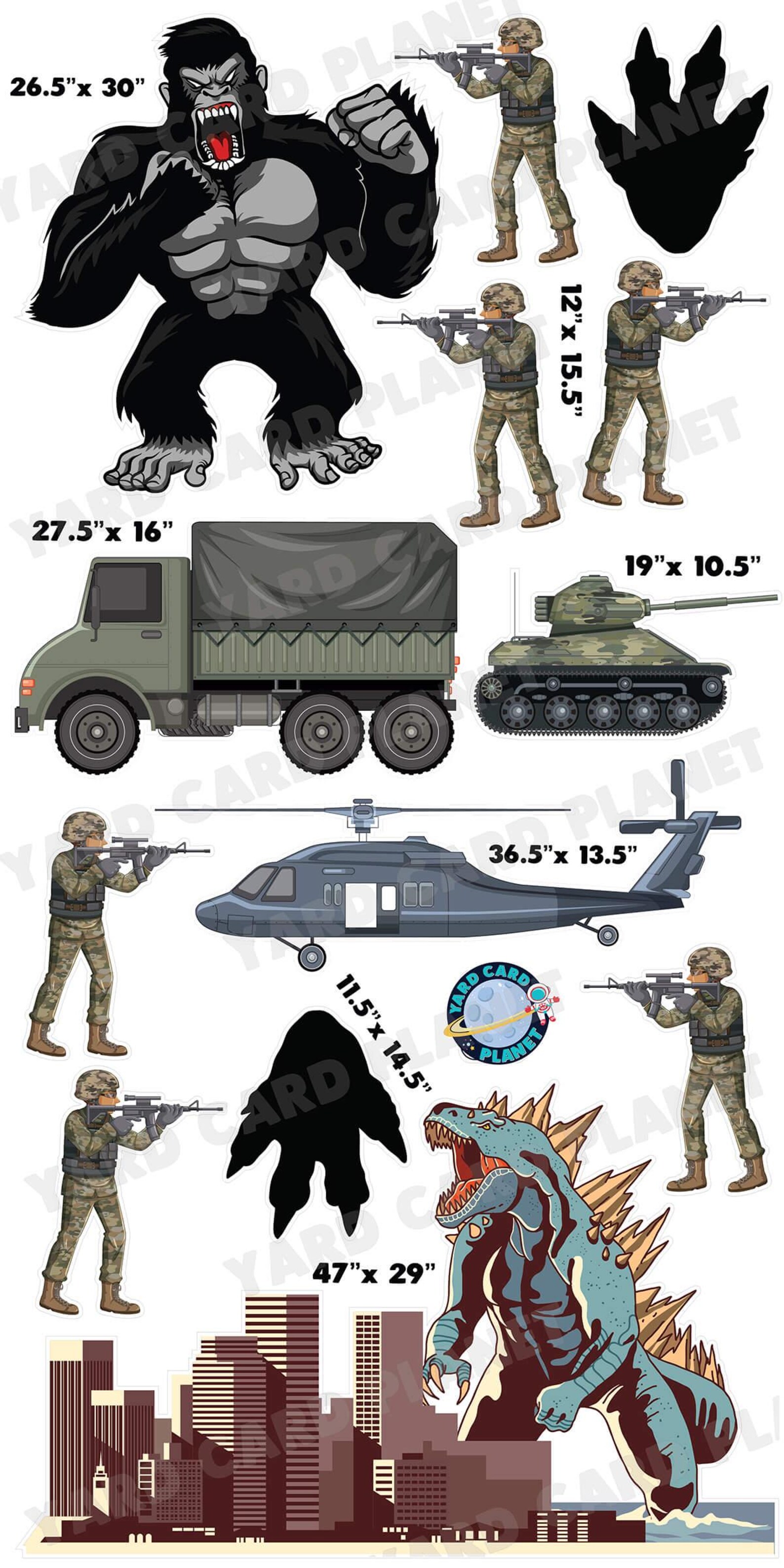 King Kong Vs. Godzilla Inspired Yard Card Flair Set - Etsy