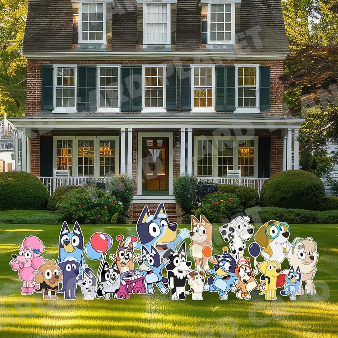 Bluey Inspired Yard Card Flair Set, Yard Signs, Lawn Decor, UV Printed ...