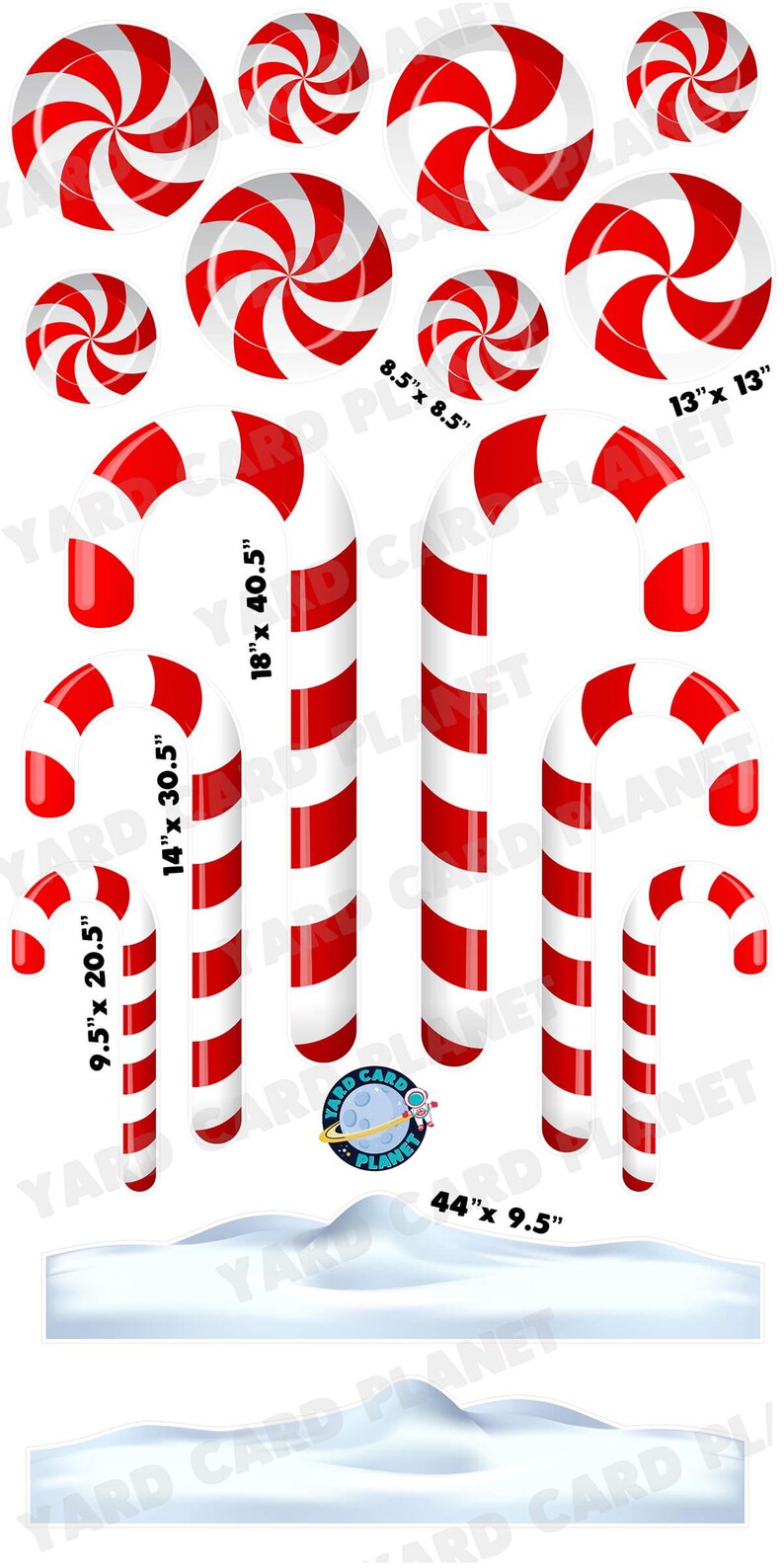 Candy Cane Christmas and Snow EZ Quick Panels Yard Card Flair Set - Etsy