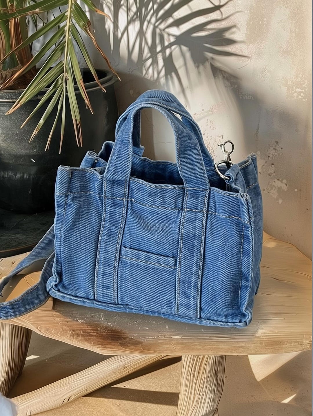 Denim Crossbody Tote Bag - Urban Casual Style - Etsy