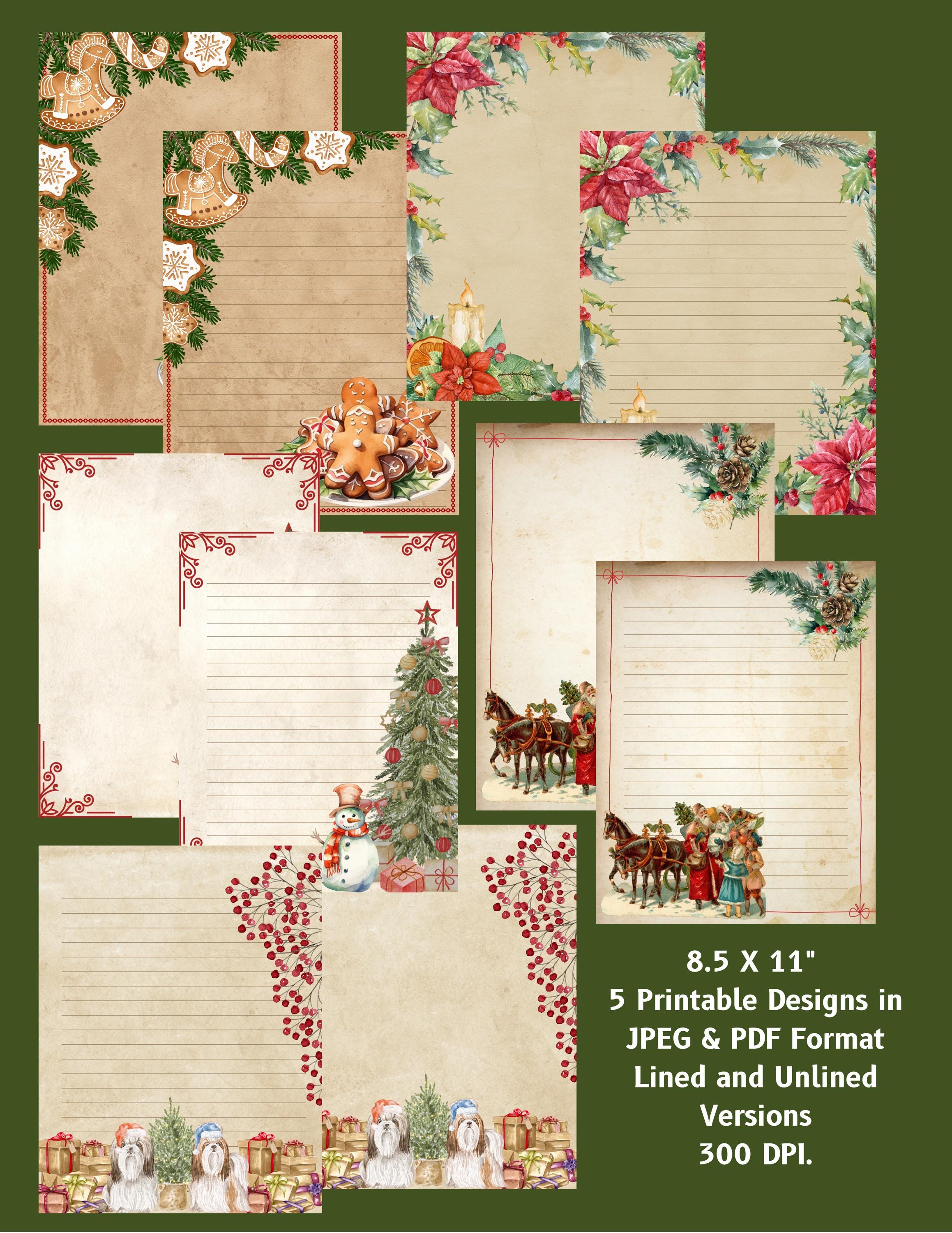 Printable Vintage Christmas Stationery, Christmas Letter Paper ...