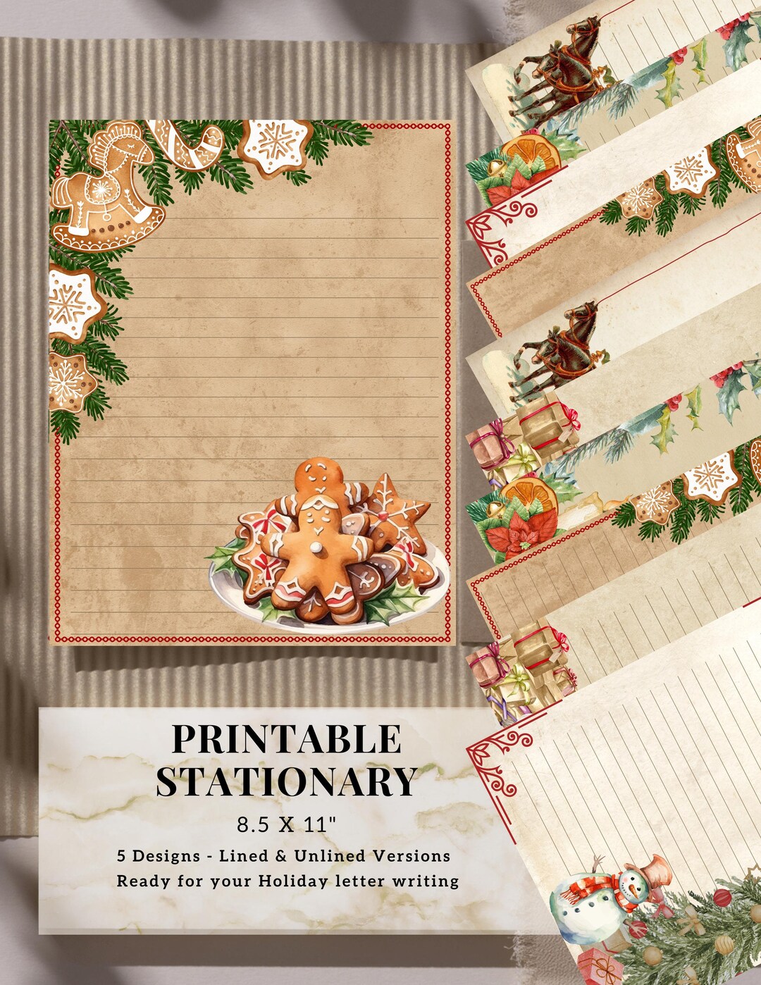 Printable Vintage Christmas Stationery, Christmas Letter Paper ...