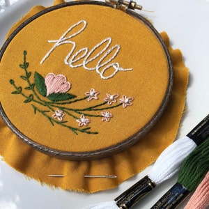 Hello Embroidery Kit, Hand Embroidery Kit Beginner Embroidery Kit ...