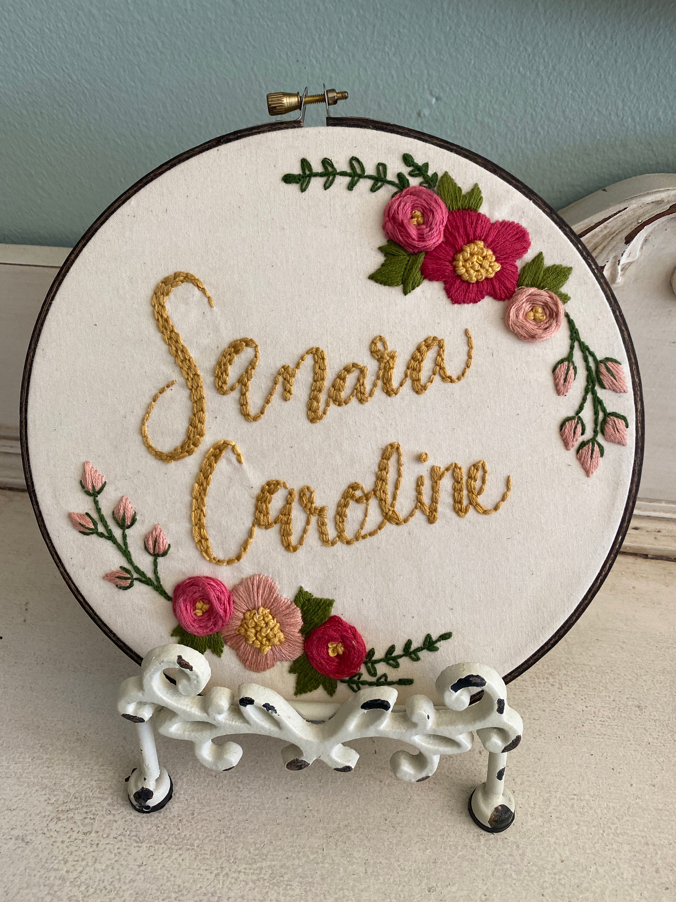 Custom Name Embroidery Hoop KitEmbroidered Name HoopHand | Etsy