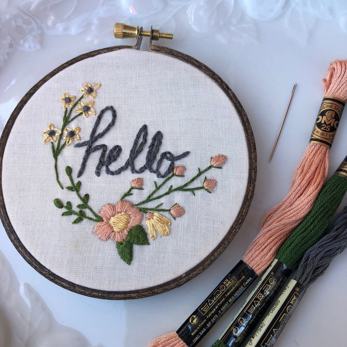 Hello Embroidery Kit Hand Embroidery Kit Beginner | Etsy