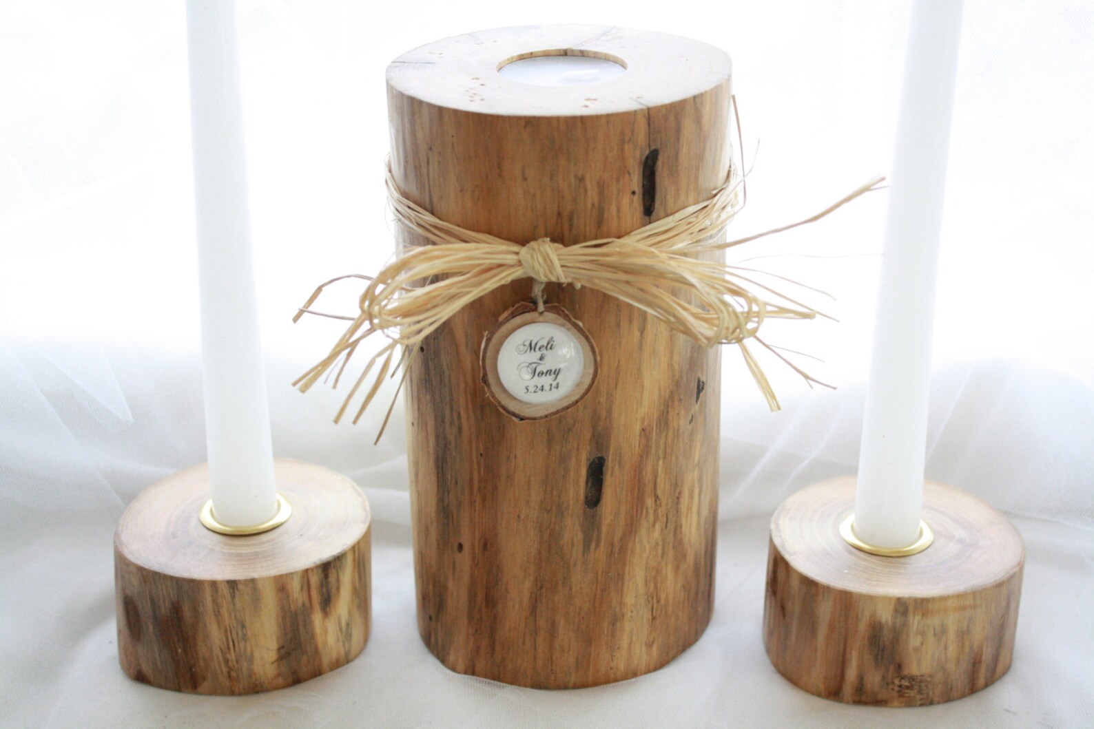 Rustic Wood Wedding Unity Candle Personalized Couple's Names - Etsy