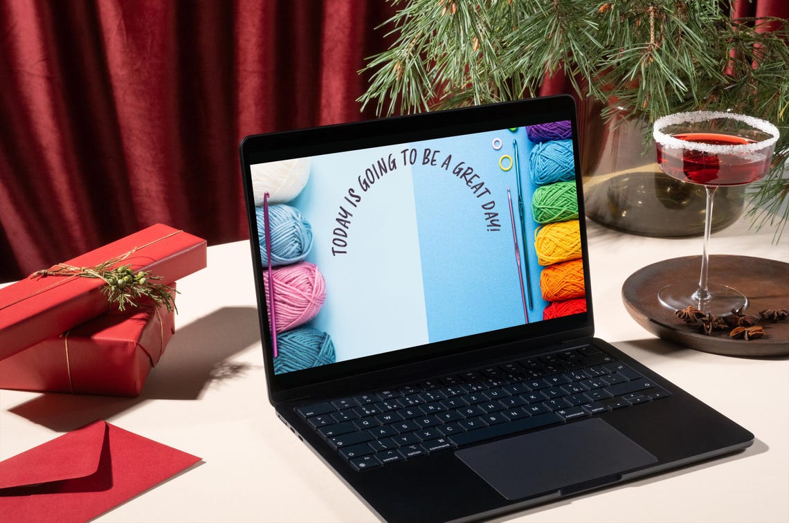 Cozy Crochet Computer Wallpaper: Yarn Lover Desktop Background (PNG) - Etsy