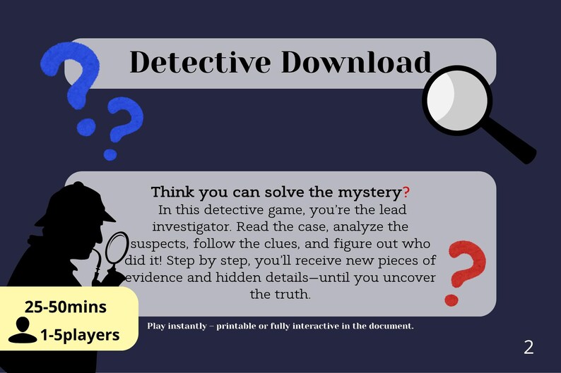 Printable Detective Game, Solve the Mystery (digital Download) - Etsy