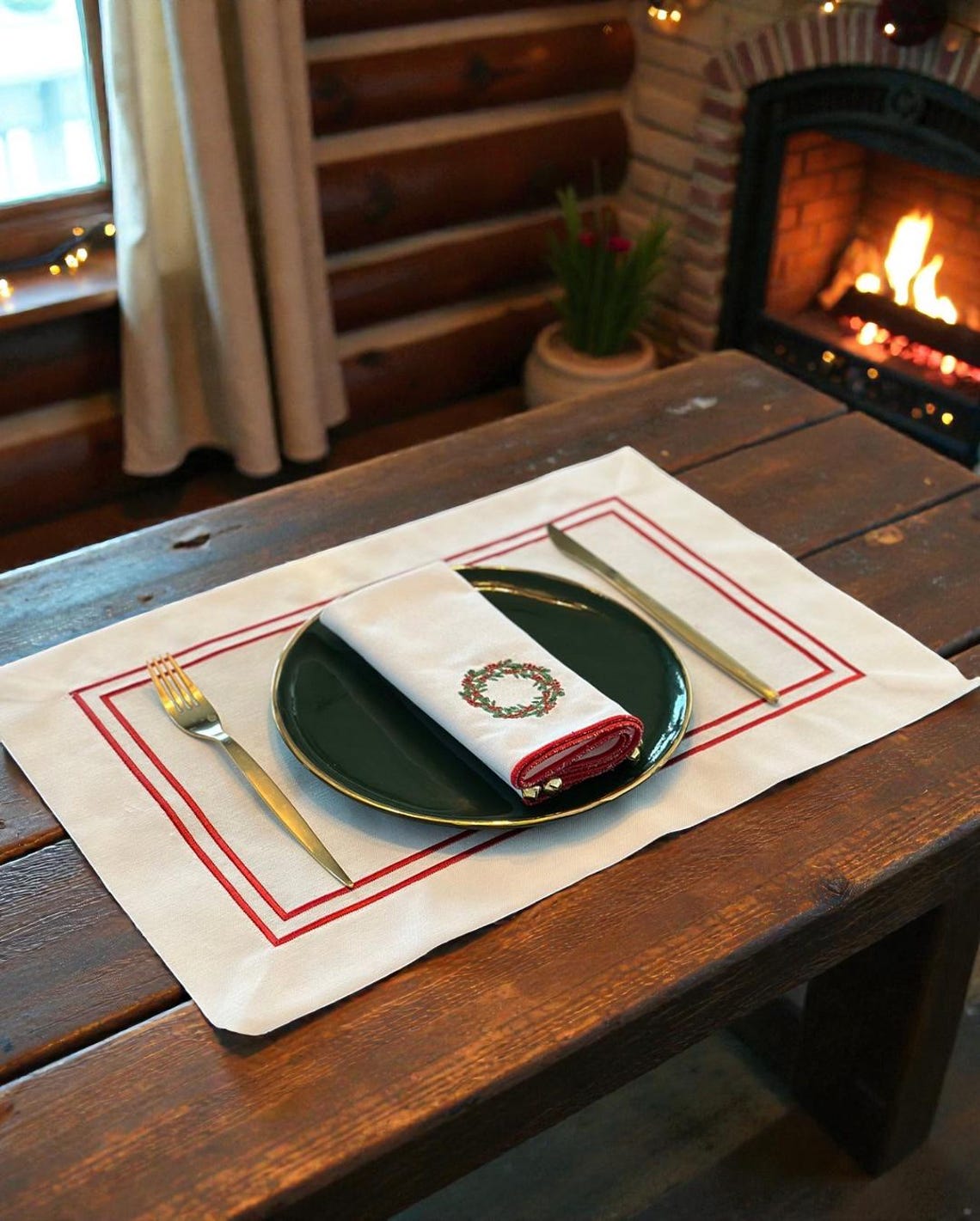 Embroidered Christmas Table Linens • Bell Decor, Holiday Placemats ...