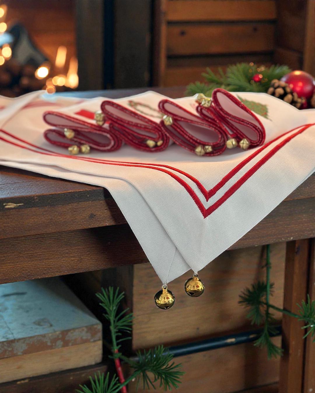 Embroidered Christmas Table Linens • Bell Decor, Holiday Placemats ...