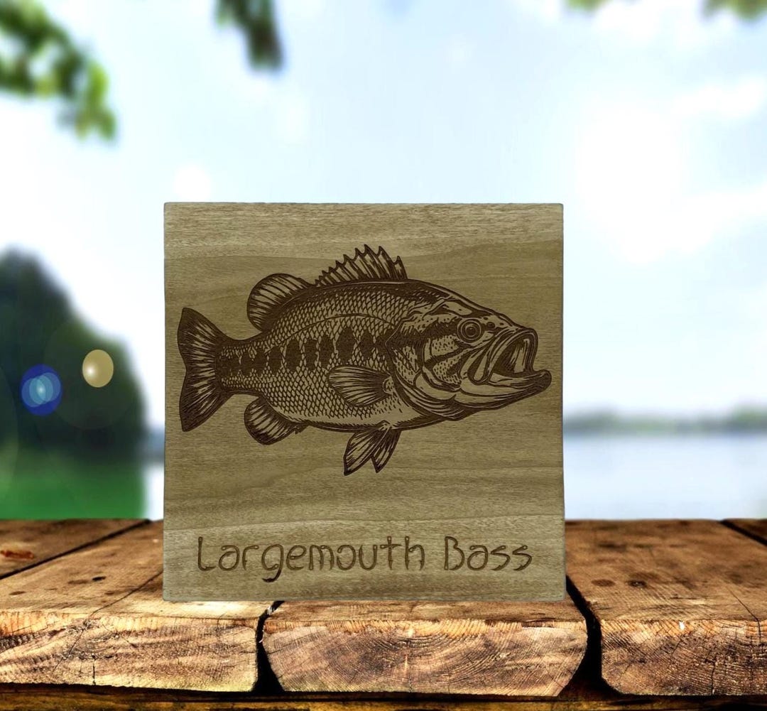 Largemouth Bass Fish Engraved Wood Sign - Fishing Decor - Cabin - Man ...