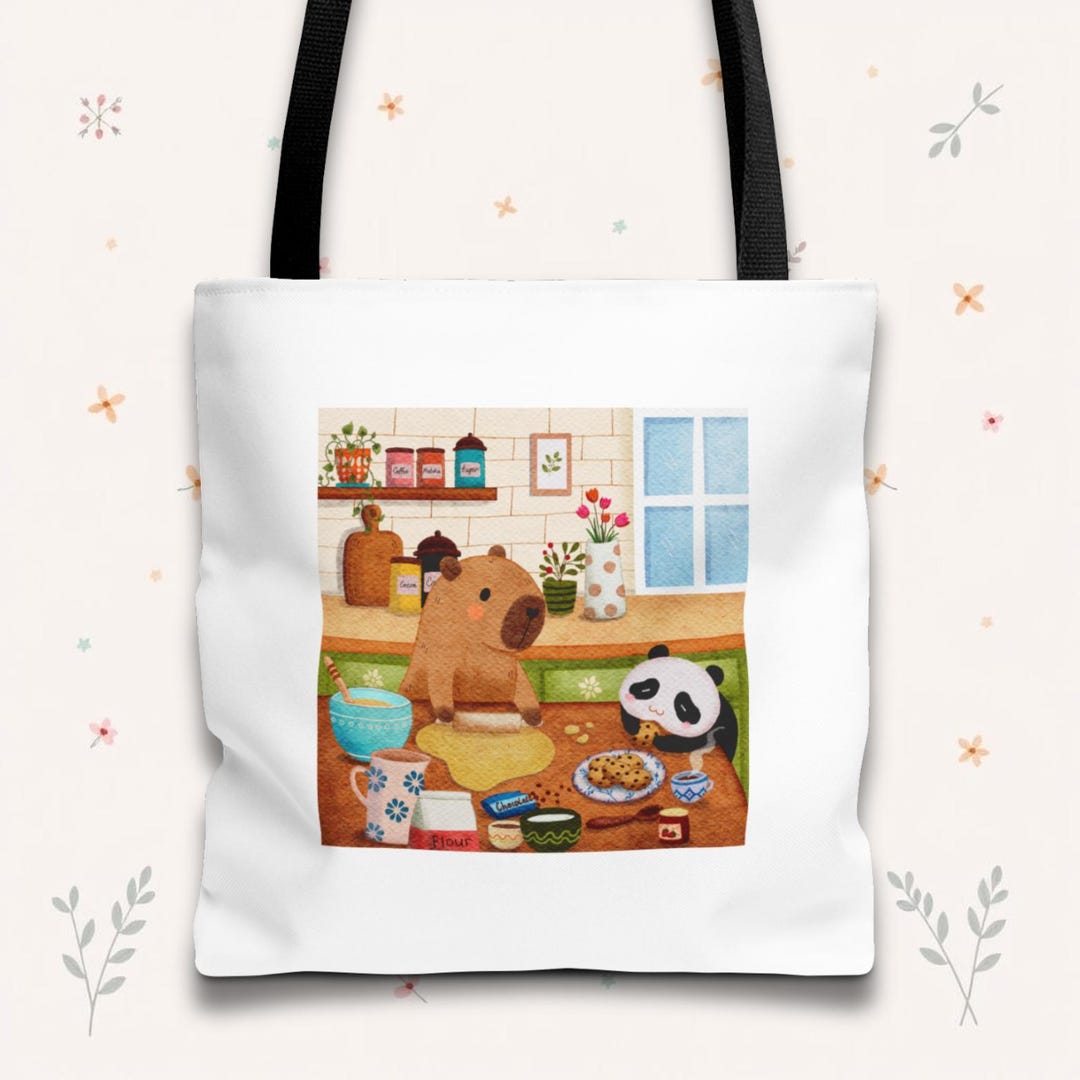 Cute Capybara & Panda Baking Tote Bag Fun Kitchen Gift for Animal ...