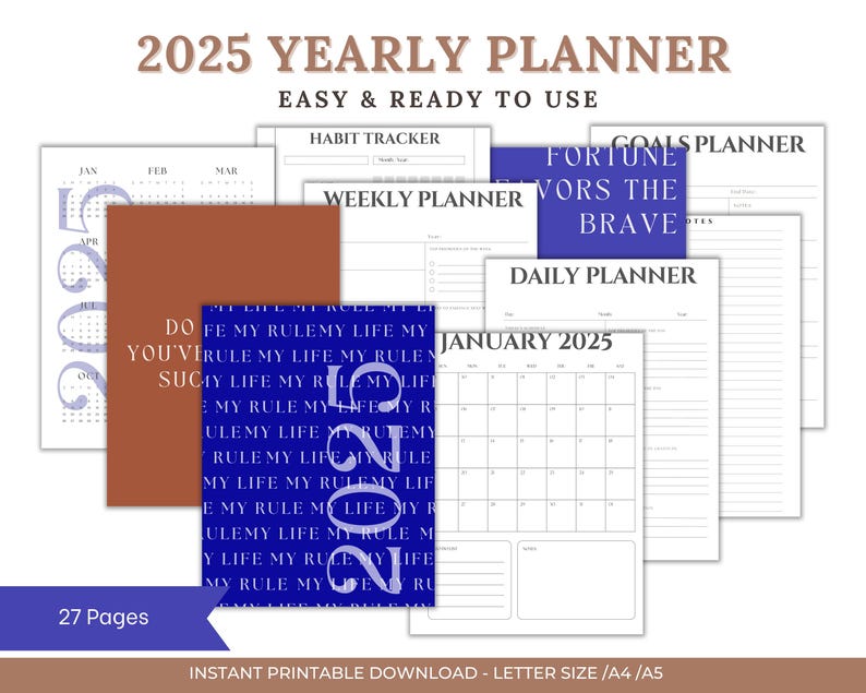 Printable Daily, Weekly and Monthly Planner Bundle, Personal Organizer ...