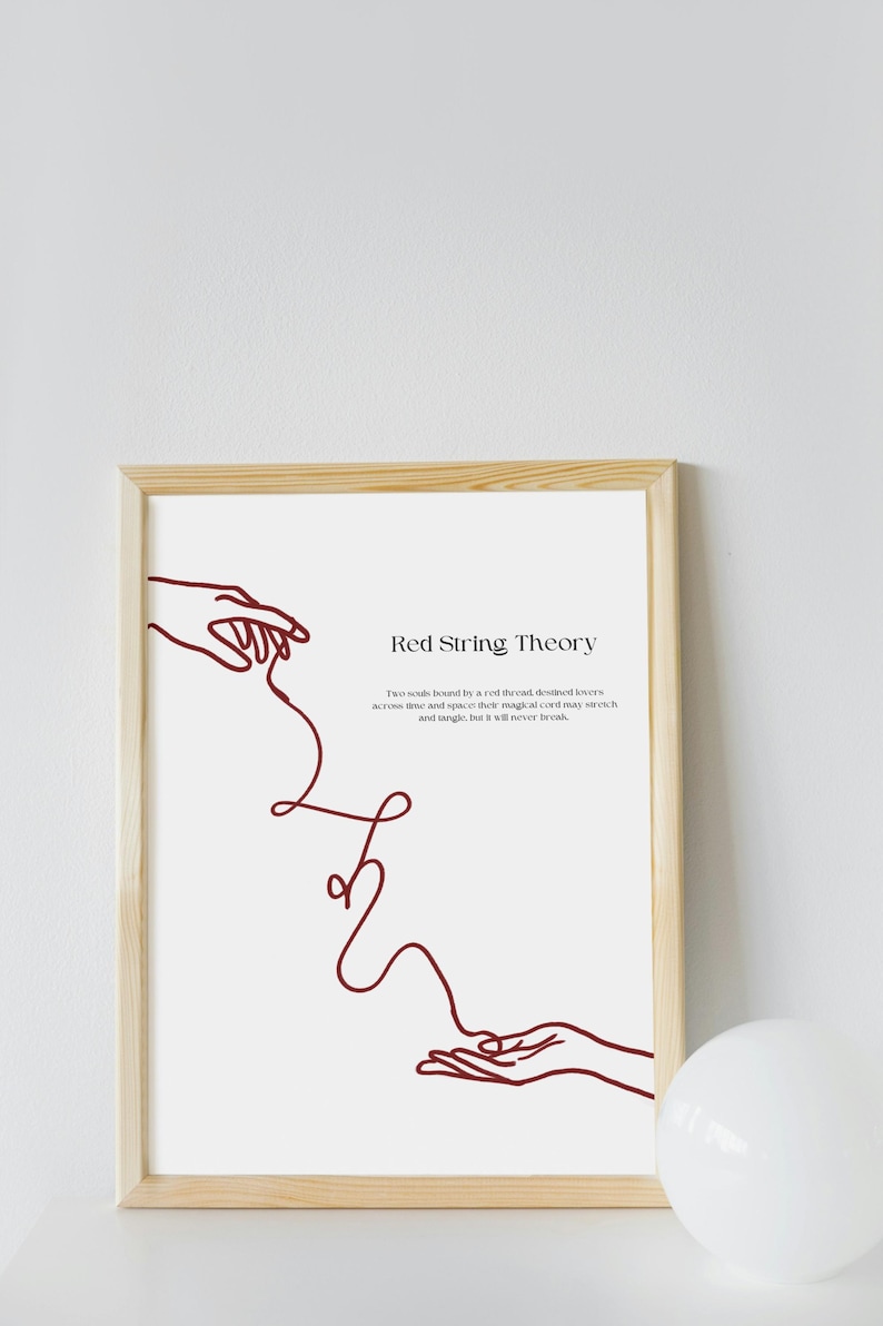 Red String Theory Trendy Valentines Poster Hand Drawn Style Print ...
