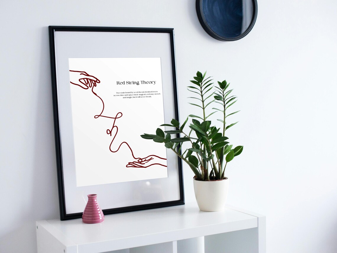 Red String Theory Trendy Valentines Poster Hand Drawn Style Print ...