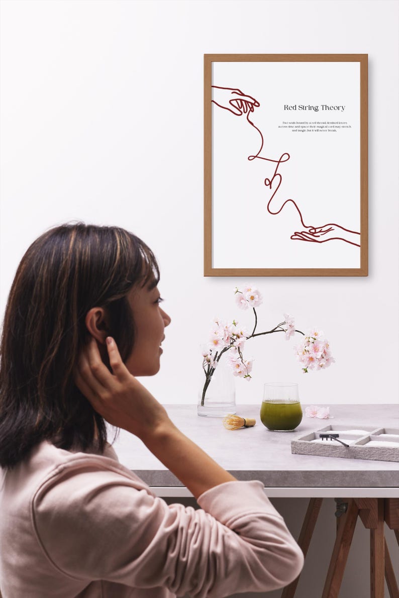 Red String Theory Trendy Valentines Poster Hand Drawn Style Print ...