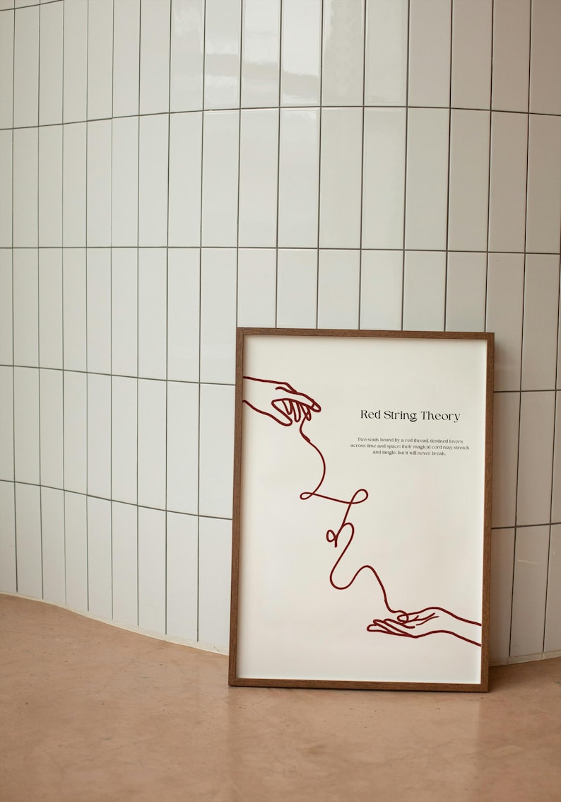Red String Theory Trendy Valentines Poster Hand Drawn Style Print ...